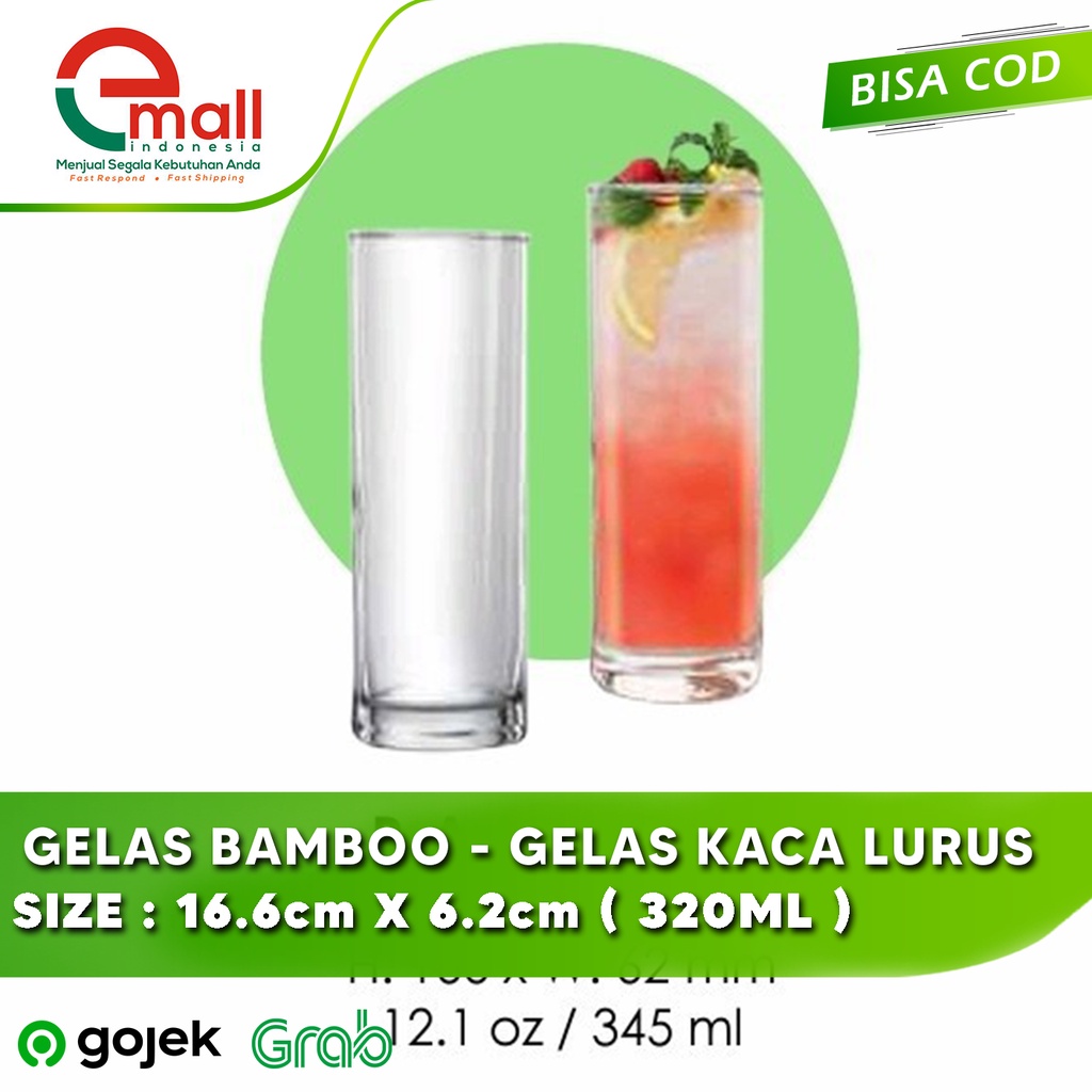 Jual [GROSIR] GELAS BAMBOO 345 ml - Gelas Kaca Tinggi Lurus Bening ...