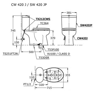 Jual CW 420 J | Kloset Duduk Toto Ø 50 cm | Monoblok Toto ( BANDUNG ...