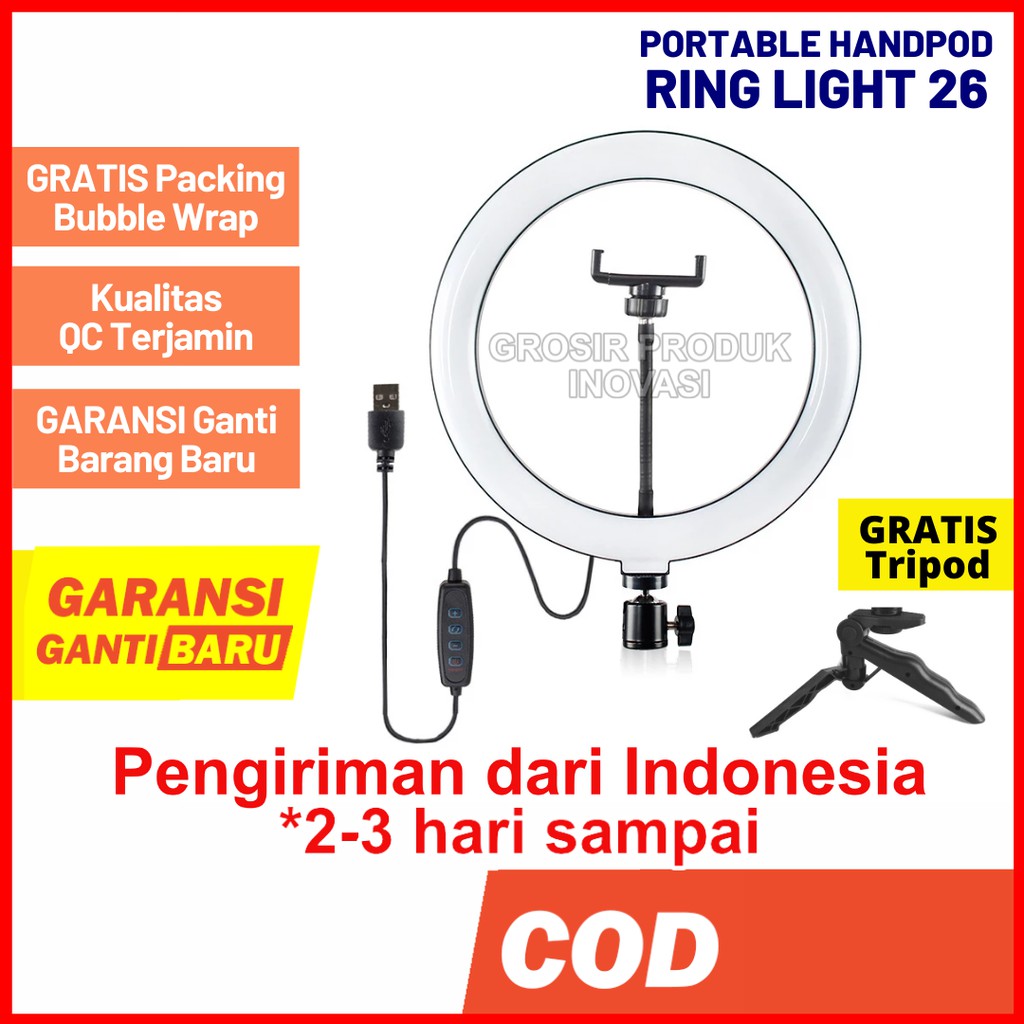 Jual High Bright RING LIGHT 26 cm LED Tripod Ringlight | Shopee Indonesia