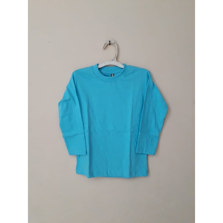 Jual KAOS POLOS ANAK LENGAN PANJANG - AQUA BLUE / BIRU LANGIT | Shopee Indonesia