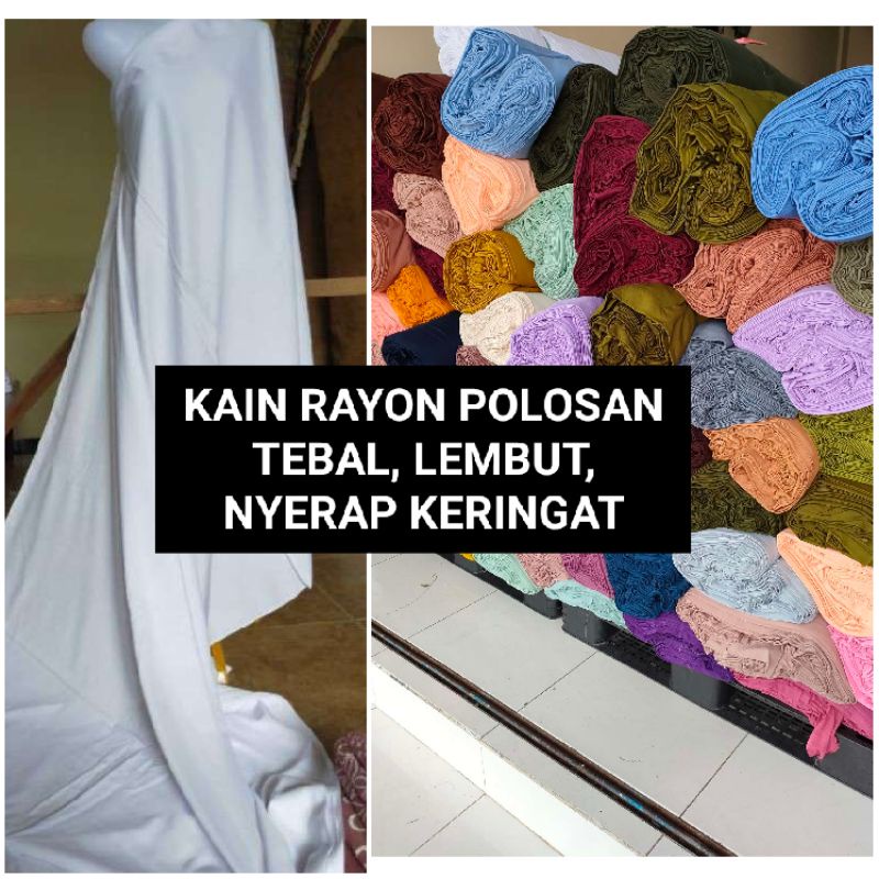 Jual Bahan Kain Putih dan Kain Polosan Warna Rayon Material 0.5 meter ...