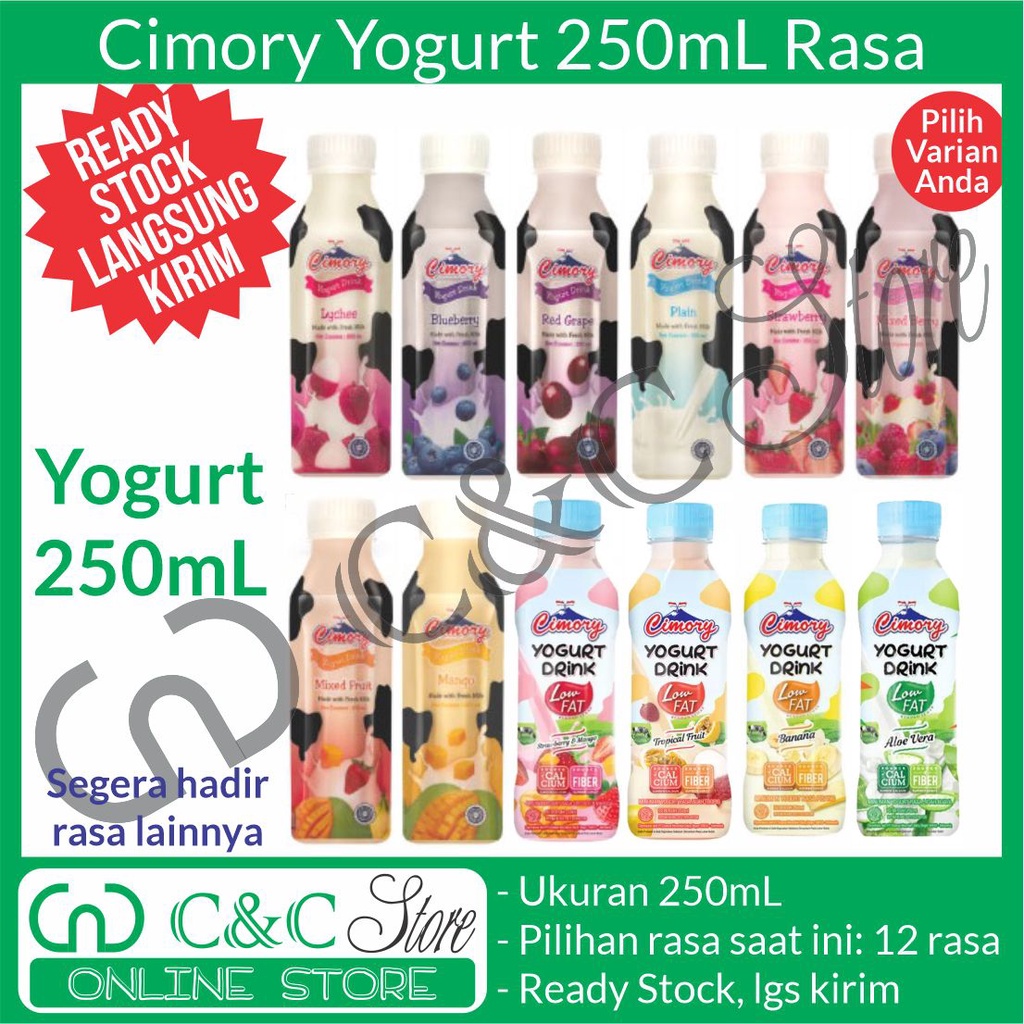 Jual cimory yogurt drink 250ml 250 ml all varian rasa botol low fat | Shopee Indonesia
