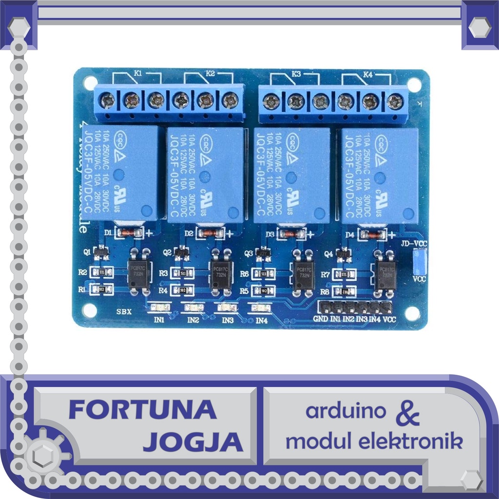 Jual Modul Relay 4 Channel Ch 5V 220V AC Module optocoupler Indonesia ...
