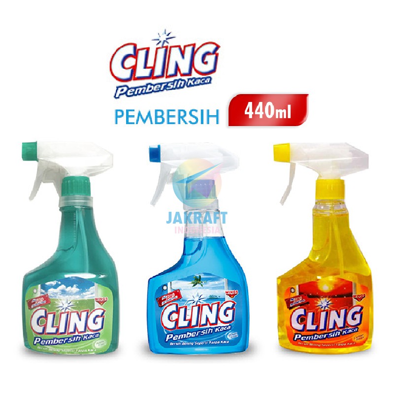 Jual (1 Botol) Cairan Pembersih Kaca CLING Botol Spray 440 ml Pouch Isi ...