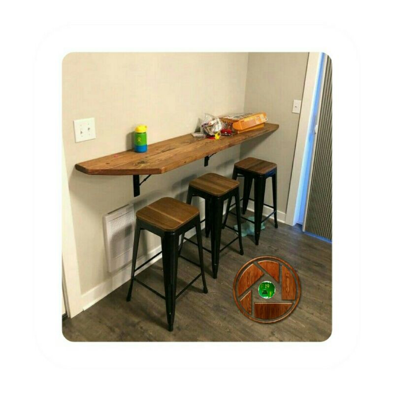 Jual Set Meja Bar Tempel Dinding dan Kursi Bar Kombinasi Kaki Besi | Shopee Indonesia