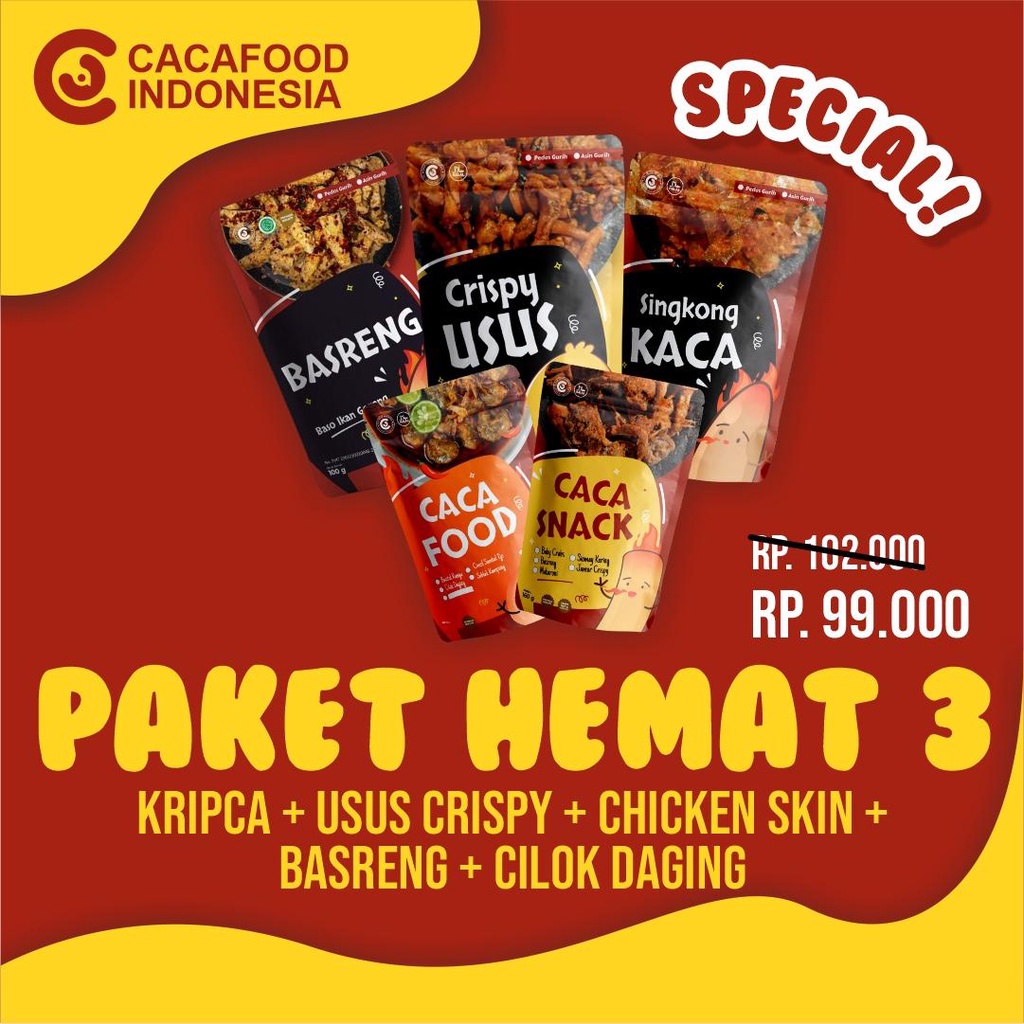 Jual PAKET HEMAT 3 (KRIPCA,BASRENG,USUS,SEBLAK,CILOK) | Shopee Indonesia