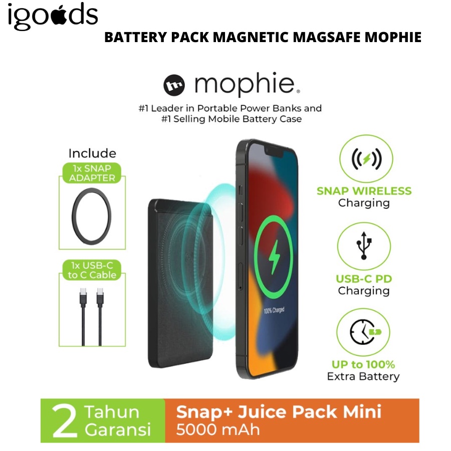 Jual Battery Pack Magnetic Mophie 5000mAh - Support Magsafe | Shopee ...