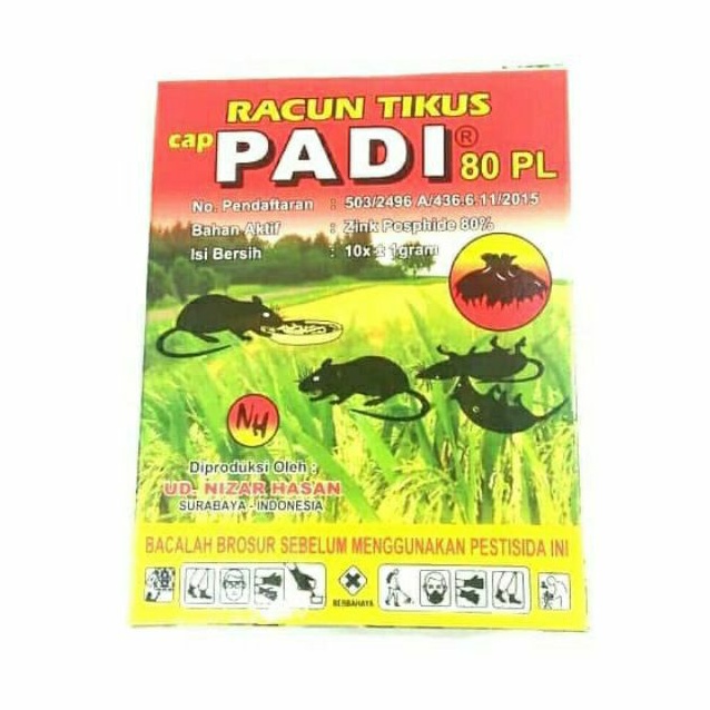 Jual RACUN TIKUS CAP PADI 80 PL 1 BOX ISI 10 SASET OBAT RACUN PEMBASMI ...