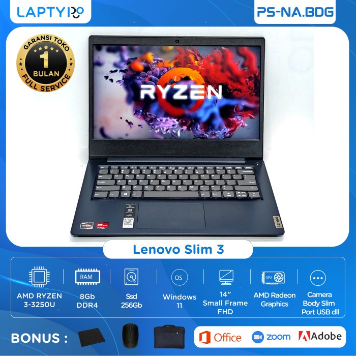 Jual Laptop Lenovo Ideapad Slim 3 14ADA05 AMD Ryzen 3 Ram 8Gb Ssd 256Gb | Shopee Indonesia