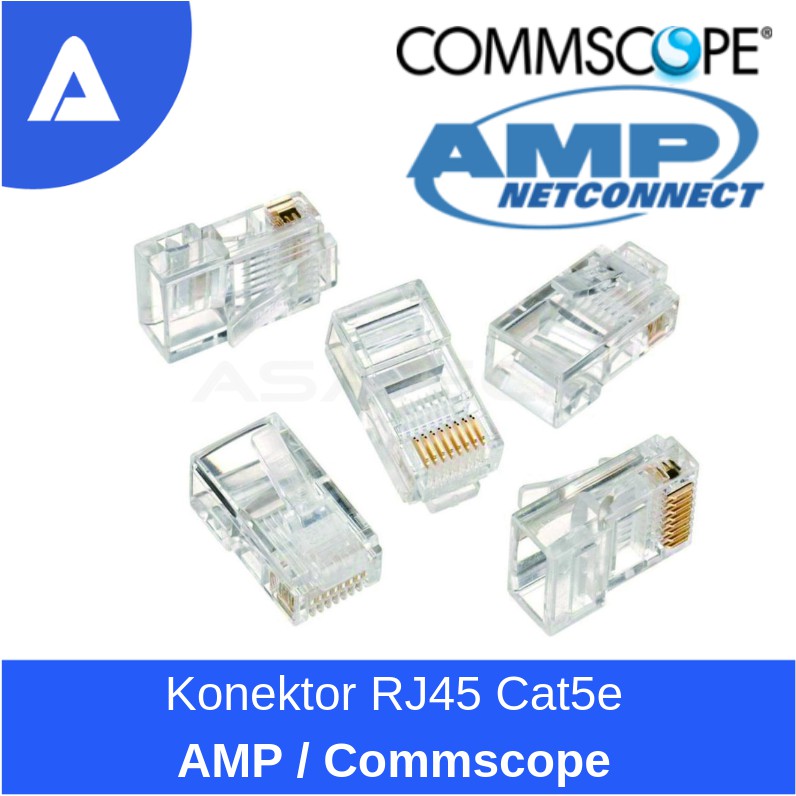 Jual Connector Konektor RJ45 RJ 45 Cat5 Cat5e Cat 5 AMP Commscope ...