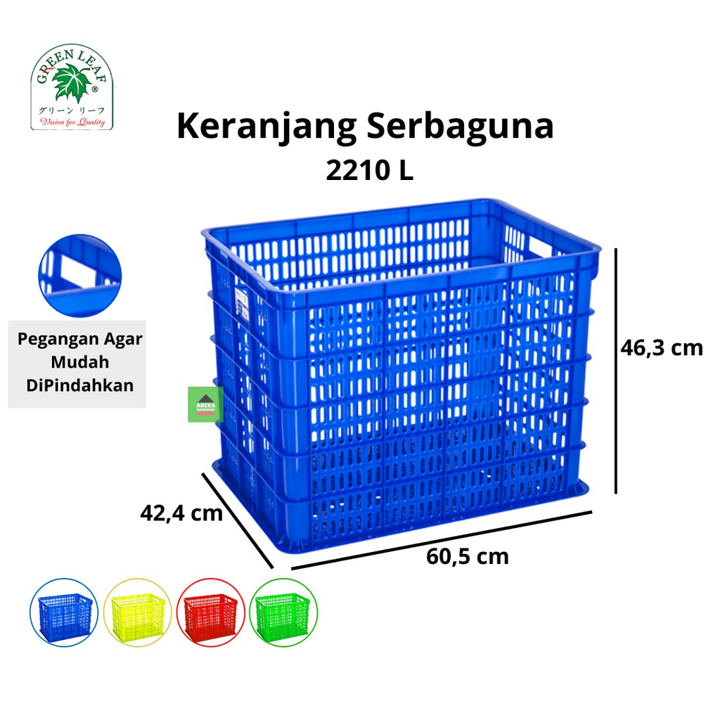 Jual Box Container Keranjang Industri Serbaguna 2210 L Green Leaf ...