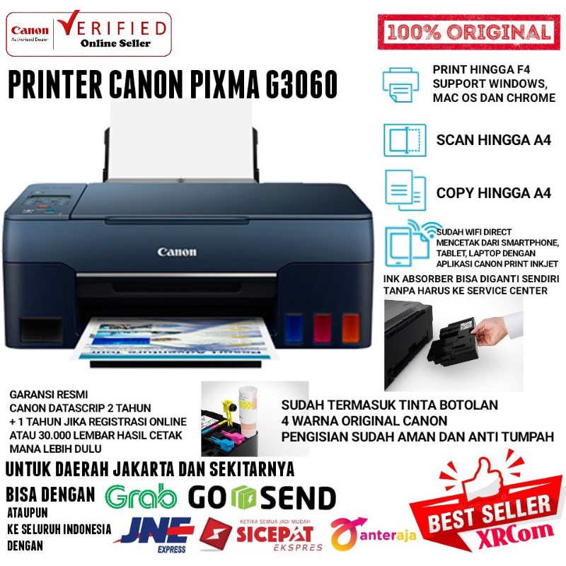 Jual Printer Canon Pixma G3060 print scan copy wifi direct | Shopee ...