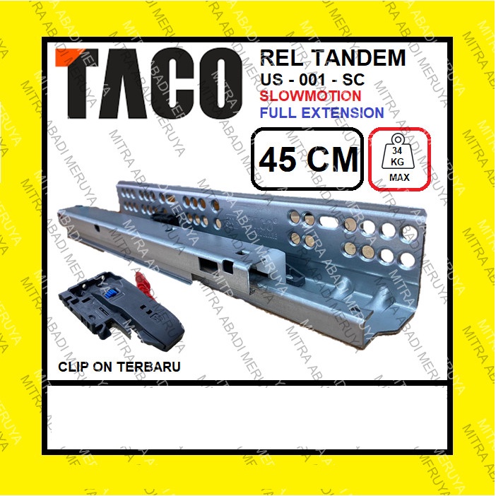 Jual Rel Laci Tandem TACO 45 cm Soft Close Slowmotion Full Double ...