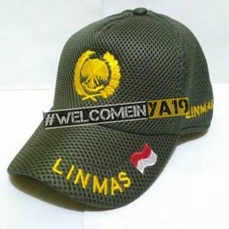 Jual Topi Jaring Linmas Logo / Topi Jala Linmas / Topi Linmas Jala Mess ...
