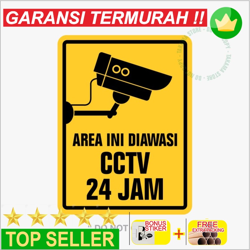 Jual Promo RAMBU AREA INI DIAWASI CCTV 24 JAM 30 x 40 cm PLAT ALUMUNIUM ...