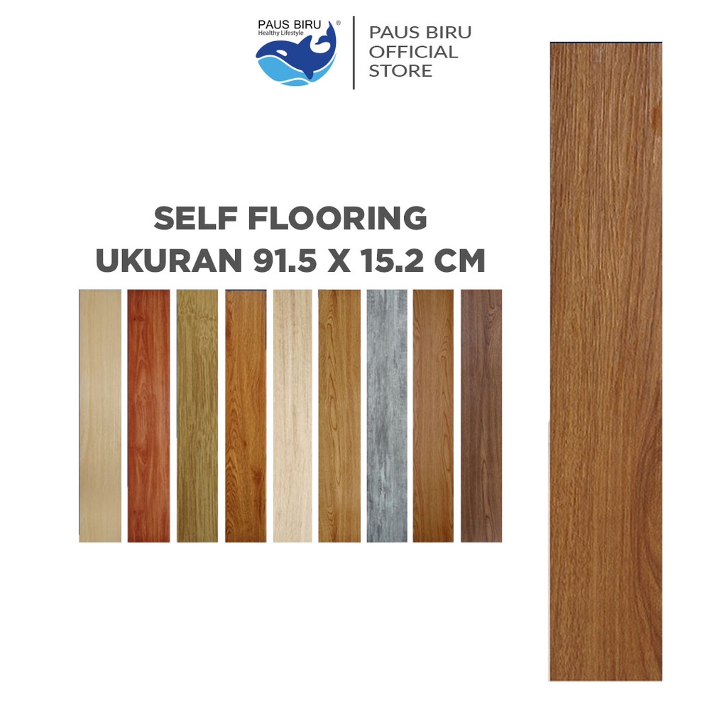 Paus Biru Lantai Vinil Stiker Lantai Kayu Parket 91 5cm X 15 2cm 