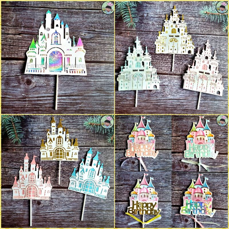 Jual Topper Cake Castle Paper Hiasan Kue Istana Menara Bahan Kertas ...