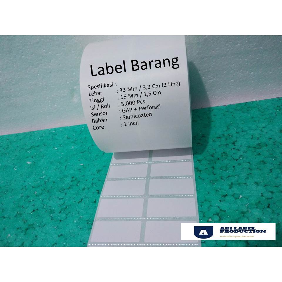 Jual LABEL BARCODE 33 x 15 mm - 33x15 mm - 33x15mm - 2 LINE - KERTAS ...