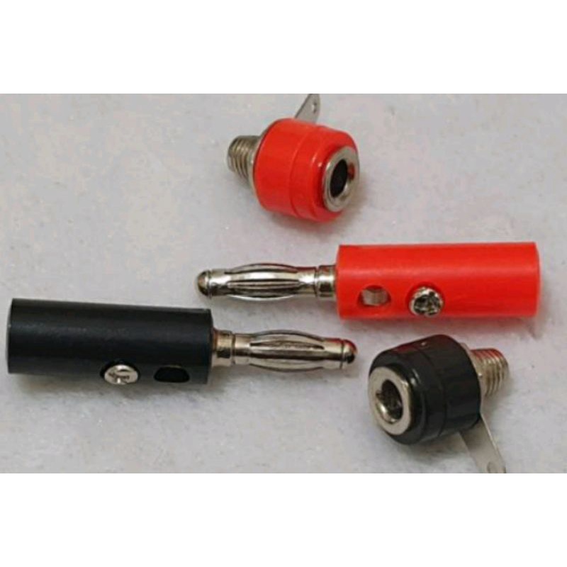 Jual banana soket terminal sepasang male dan female hitam dan merah ...