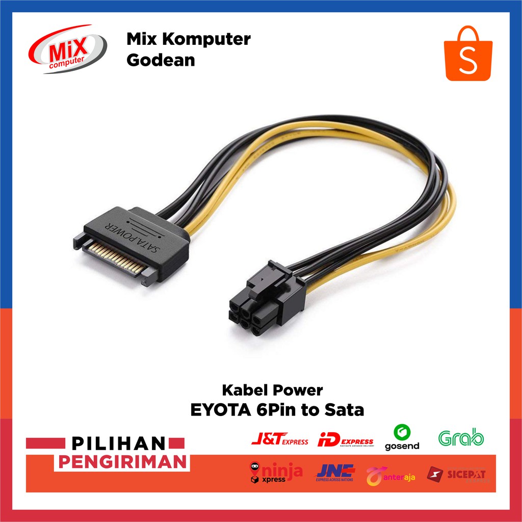 Jual Kabel Power Sata to 6 Pin Male VGA Converter | Shopee Indonesia