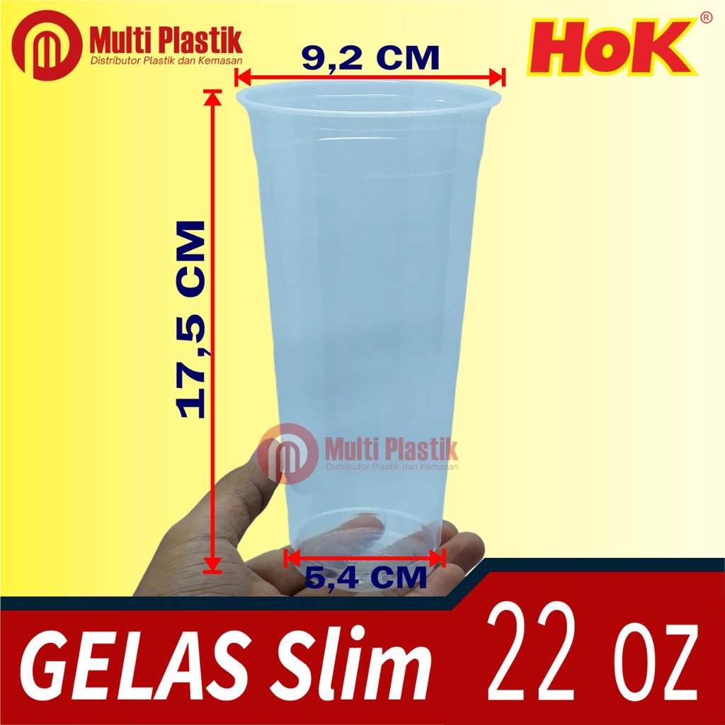 Jual HOK Cup Slim Series - Gelas Plastik 22 oz / 18 oz Isi 1000 - Teh ...