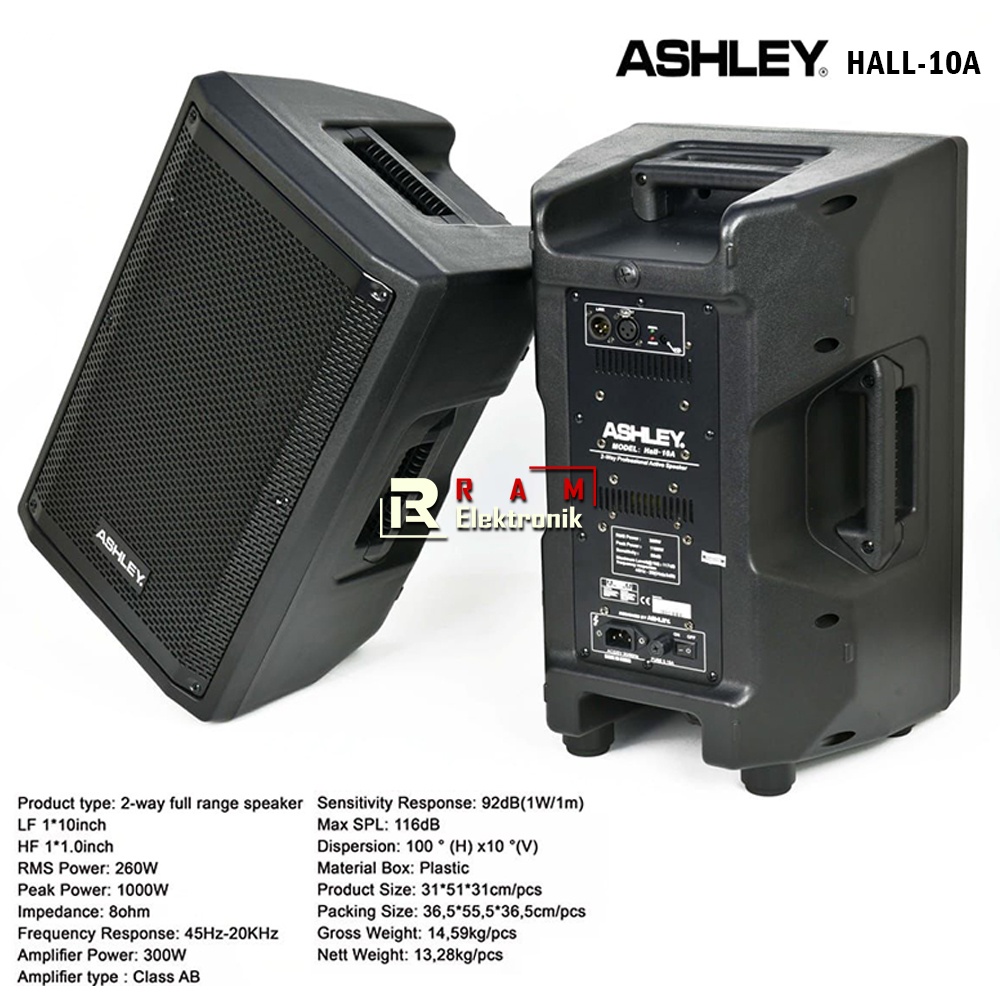 Jual Speaker Aktif ASHLEY 10 Inch HALL 10A Original Harga 1 Unit / 1pcs ...