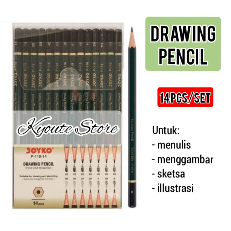 Jual Drawing Pencil Joyko Set 14 Menggambar Sketsa Menulis / Pensil ...