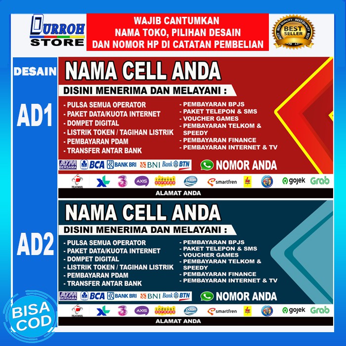 Jual Spanduk / Banner Konter Cell / Celluler Desain 34 | Shopee Indonesia
