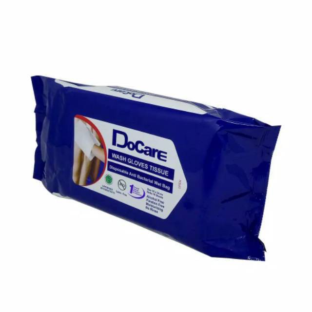 Jual Docare Wash Gloves Disposable Anti Bacterial Wet Bag 18`S ...
