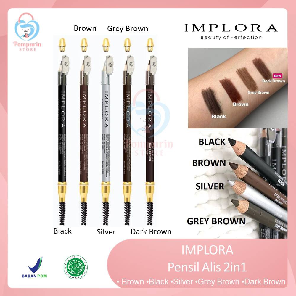 IMPLORA Pensil Alis 2in1 - Eyebrow Pencil Original BPOM | Shopee Indonesia