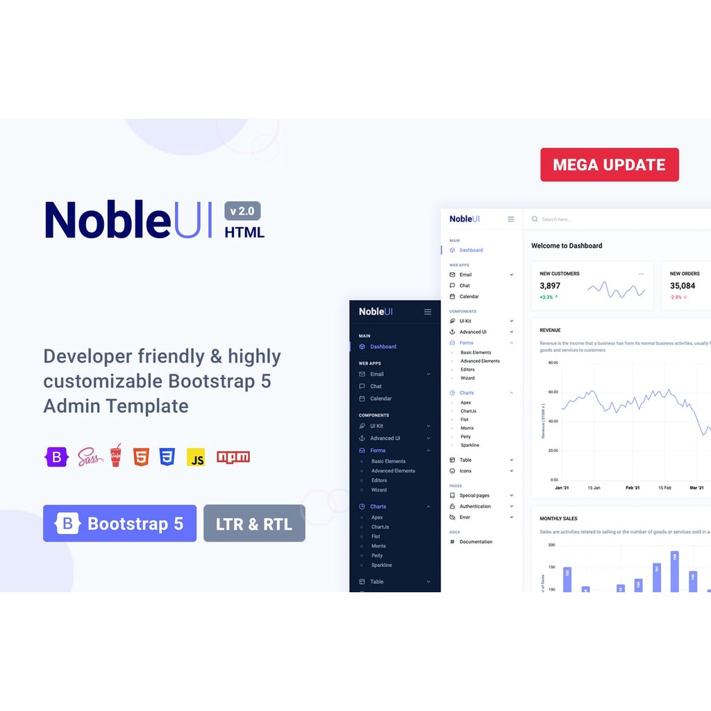 Jual NobleUI - HTML Bootstrap 5 Admin Template Indonesia|Shopee Indonesia