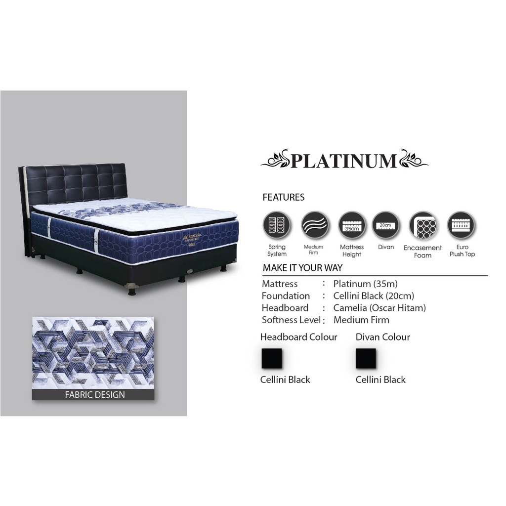 Jual MATRAS SPRINGBED CENTRAL PLATINUM T.35CM (PLUSHTOP) | Shopee Indonesia