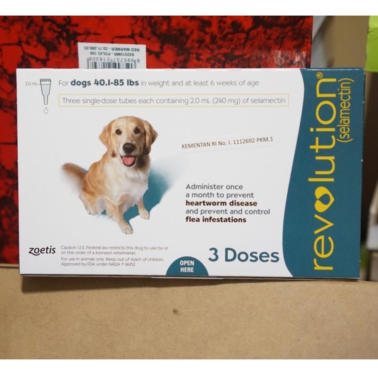 Revolution Teal Obat Kutu untuk Anjing 40,1-85 lbs/tube atau dosis ...
