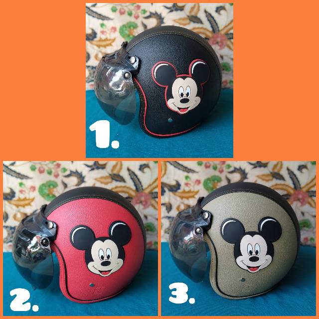 Jual Helm Bogo Retro kulit wanita pria sni kaca cembung terbaru mickey ...