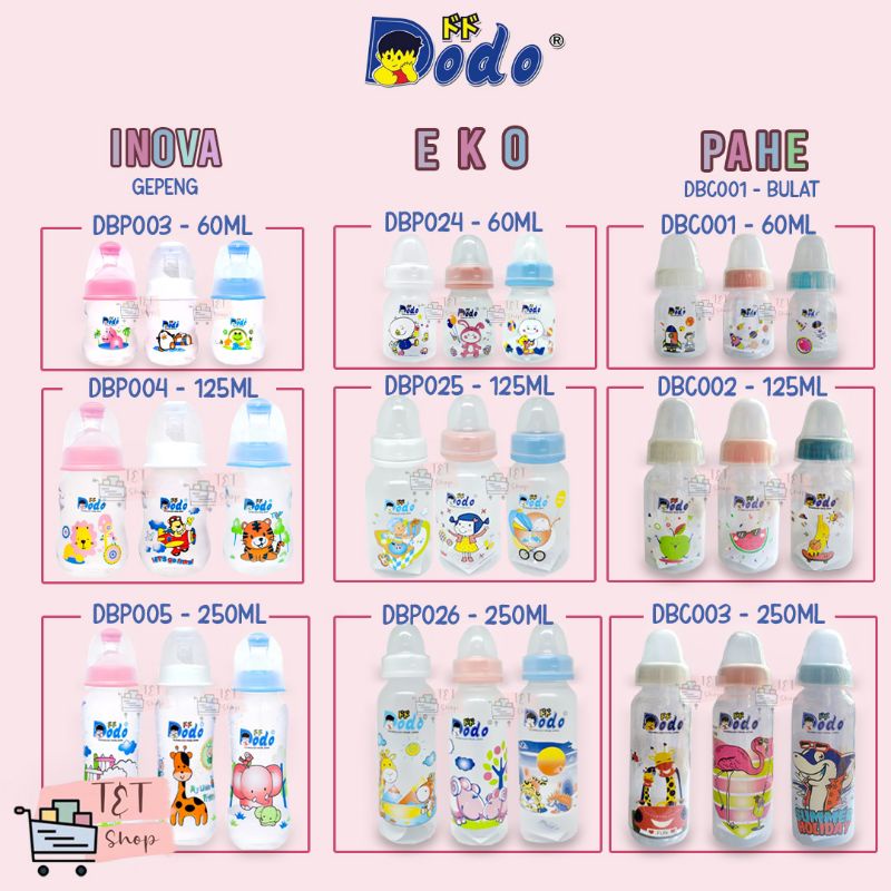 Jual Botol Dot Susu DODO Reguler Slim Neck Nipple | Gepeng Pipih Orthodontic | Shopee Indonesia