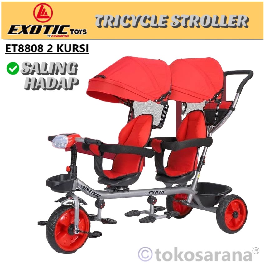 Jual Sepeda Roda Tiga Anak Exotic ET8809 Stroller 2 Kursi One Touch ...
