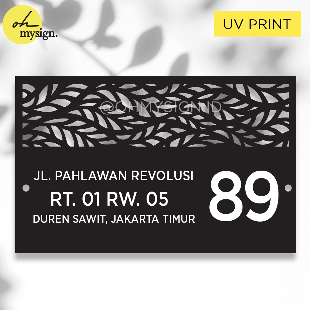Jual Custom Papan Alamat Rumah Akrilik Bolong + UV Print Nomor Rumah ...