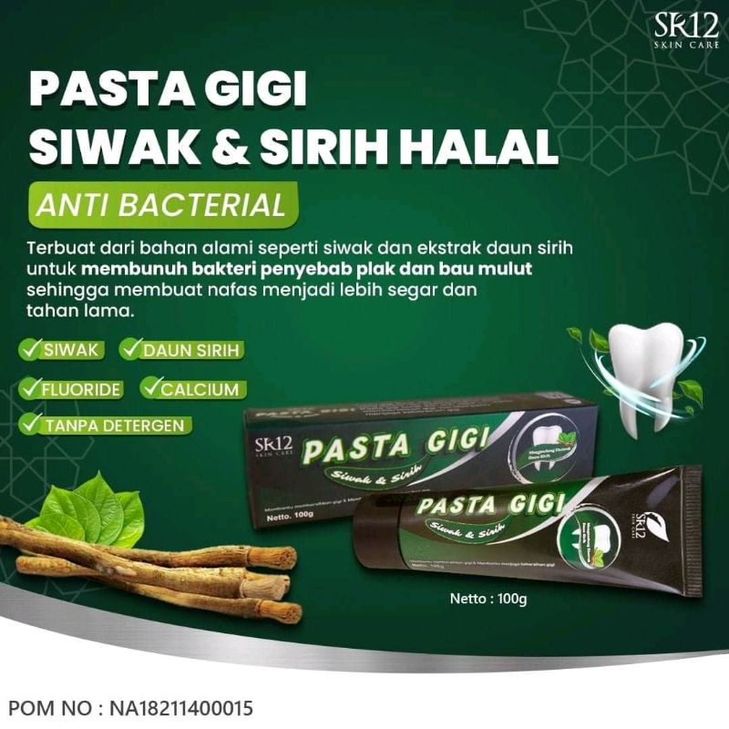 Jual Pasta gigi siwak & sirih SR12/pasta gigi sirih dan siwak halal ...