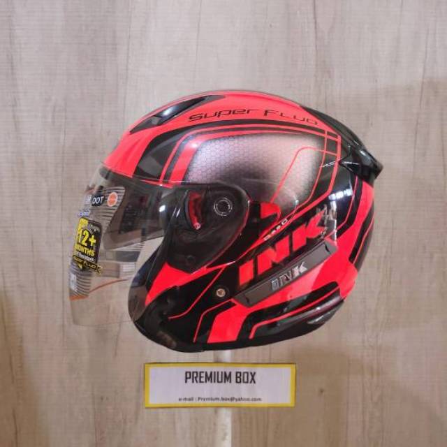 Jual INK Metro 2 Super Fluo - Red Fluo Black / Helm Half Face / Helm ...