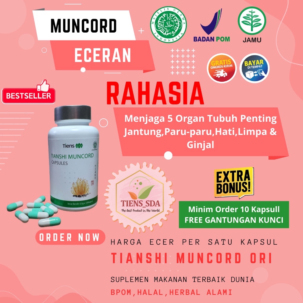 Jual (ECERAN) MUNCORD CAPSULES ORIGINAL TIENS ECERAN PER 1 KAPSUL ...