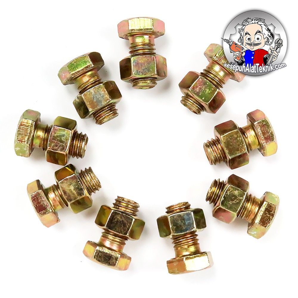 Jual Baut Mur Besi M8 x 15 Kuning EXPRESS BOLT / Baut Besi Siku Lubang 8 mm | Shopee Indonesia