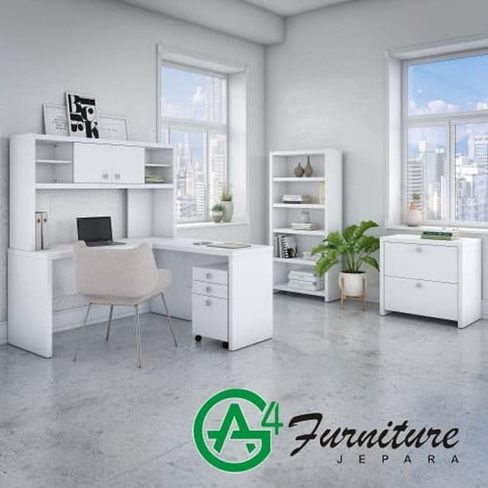Jual Set Meja Kantor Warna Putih Minimalis | Shopee Indonesia