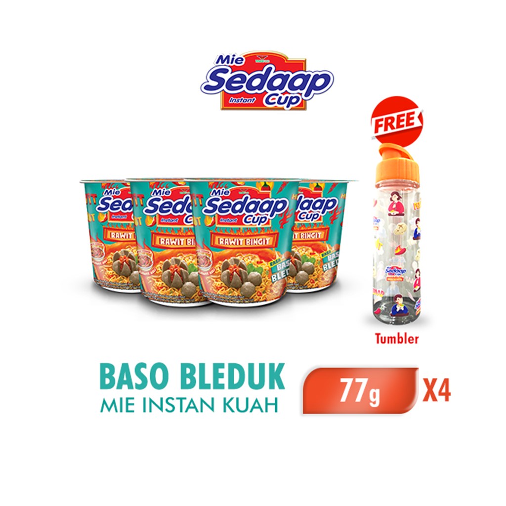 Jual Sedaap Mie Cup Bakso Bleduk 77gr x4 Free Botol | Shopee Indonesia