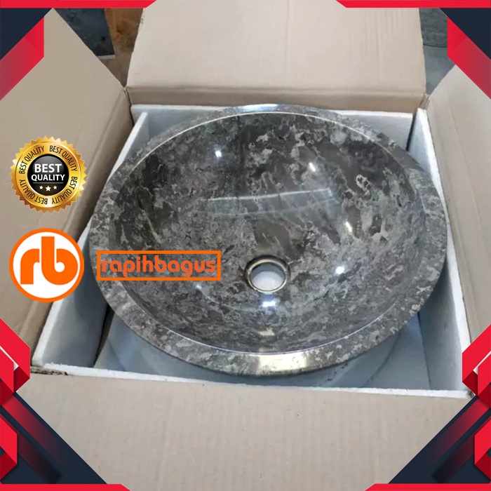 Jual wastafel batu marmer grey abu abu 35cm finishing glossy kilap ...