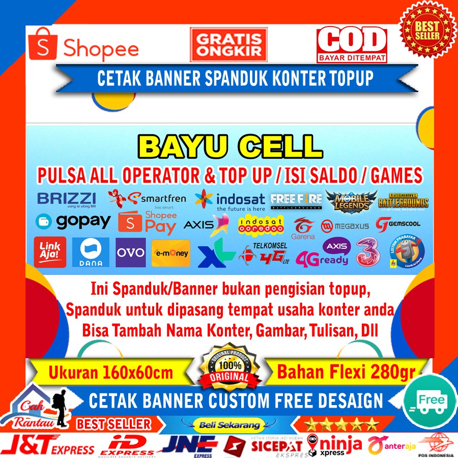 Jual Cetak Spanduk Banner Konter Usaha Bisnis Topup Baliho Promosi Backdrop Free Design Custom ...