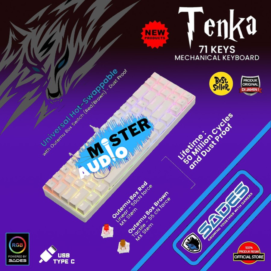 Jual Sades Tenka Outemu Universal Hotswappable Keyboard Gaming ...