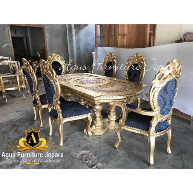 Jual MEJA MAKAN ROSALINDA GOLD LUXURY (meja makan mewah jati gold meja ...