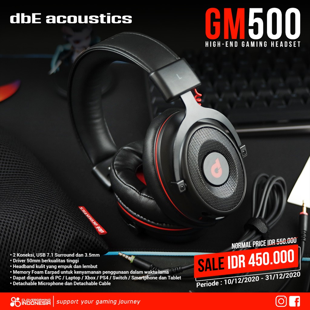 dbE GM500 7.1 Surround Sound - High End Gaming Headset | Shopee Indonesia