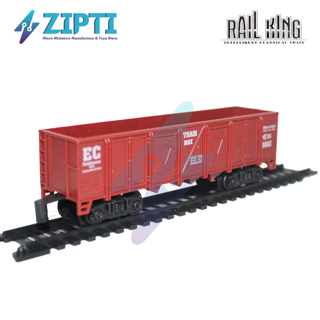 Jual Mainan Miniatur Kereta Rail King Gerbong Kosong Merah Bogie Ready ...