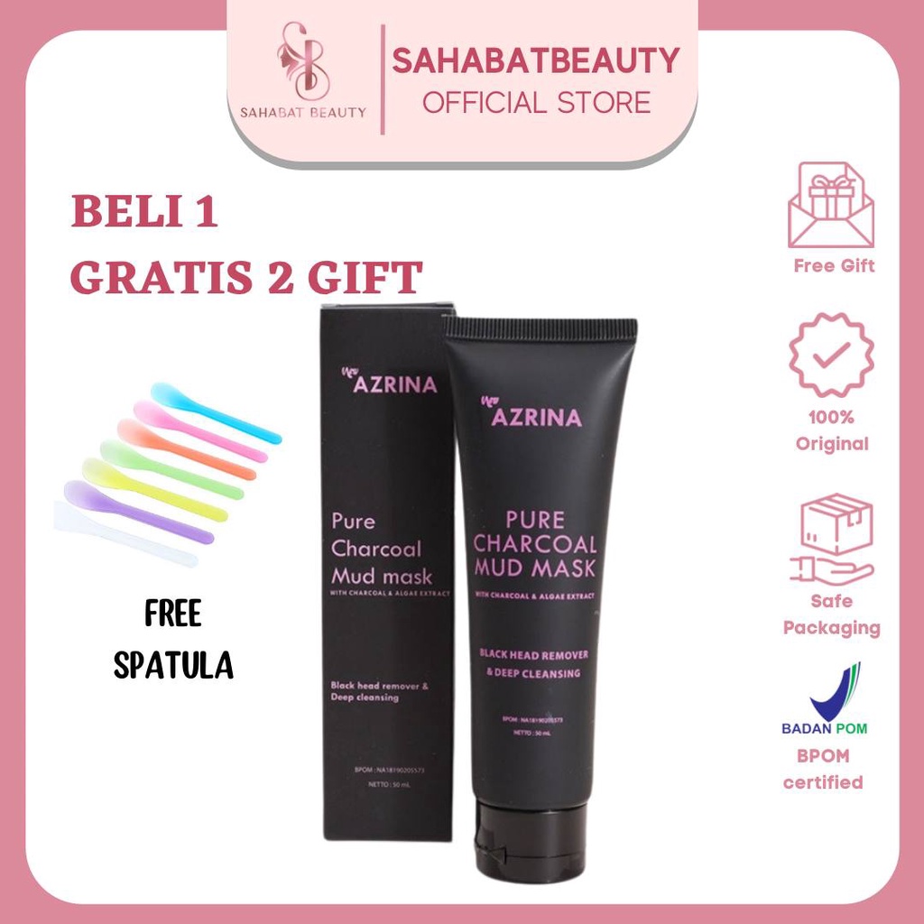 Jual (READY) Azrina Pure Charcoal Mud Mask Original (FREE GIFT ...